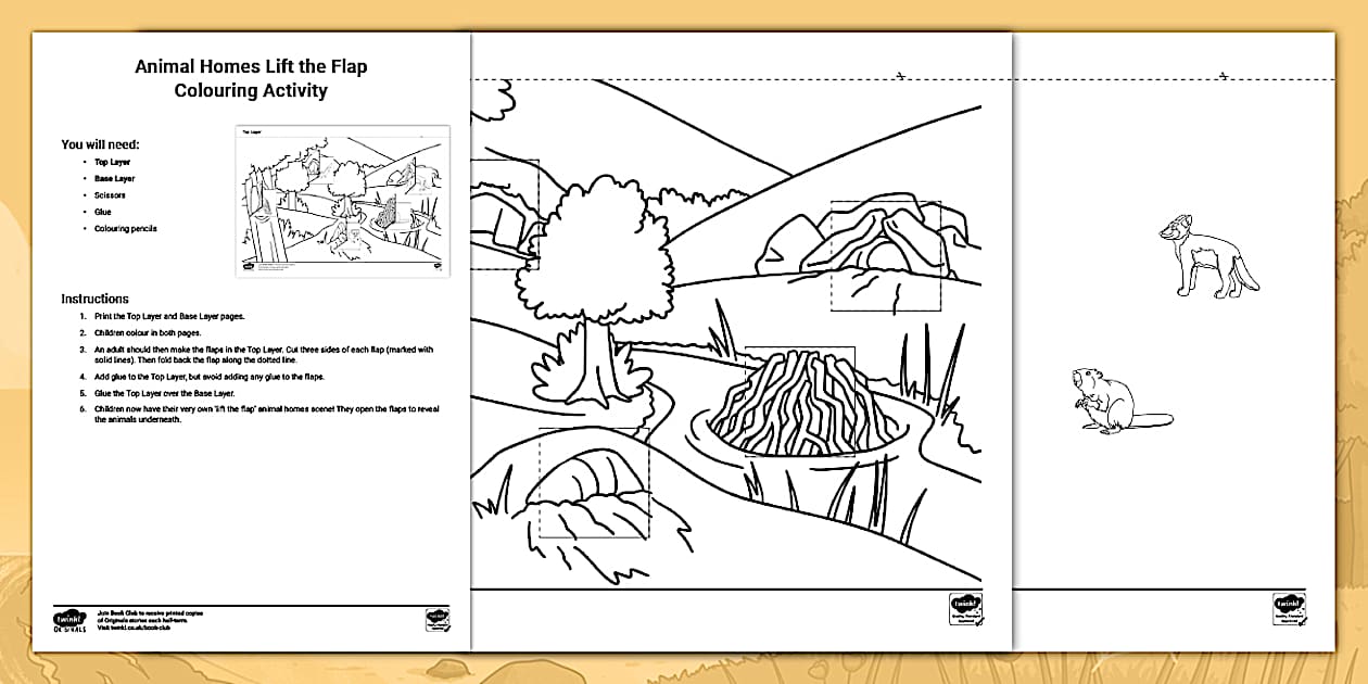 Lift the Flap Animal Homes Colouring Activity