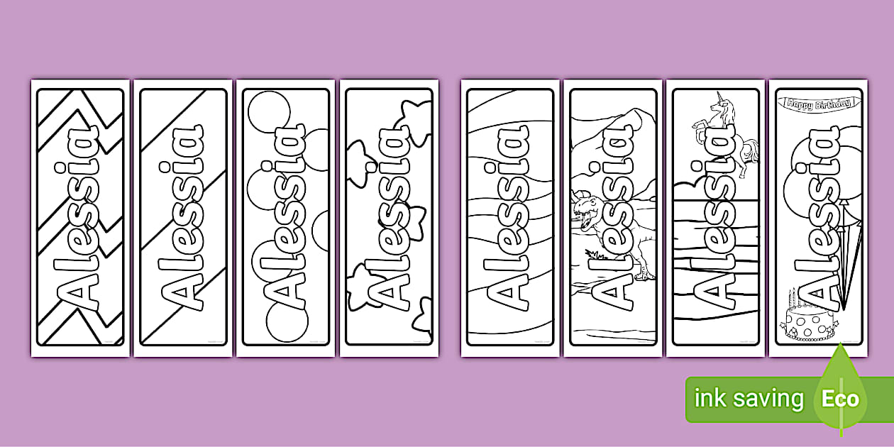 Alessia Name Simple Colouring Bookmarks | Twinkl | KS1