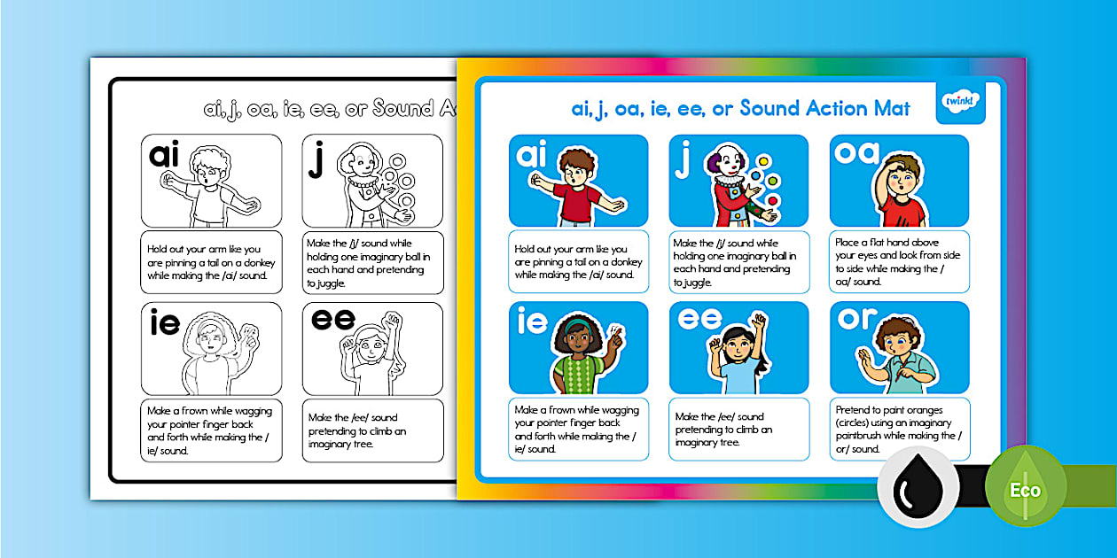 Phonics Canada: Group 4 (ai, j, oa, ie, ee, or) Sound Action Mat