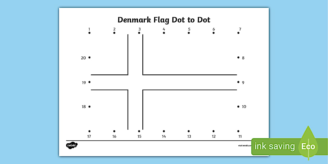 Denmark Flag Dot to Dot Worksheet | Twinkl | KS1 | Geography