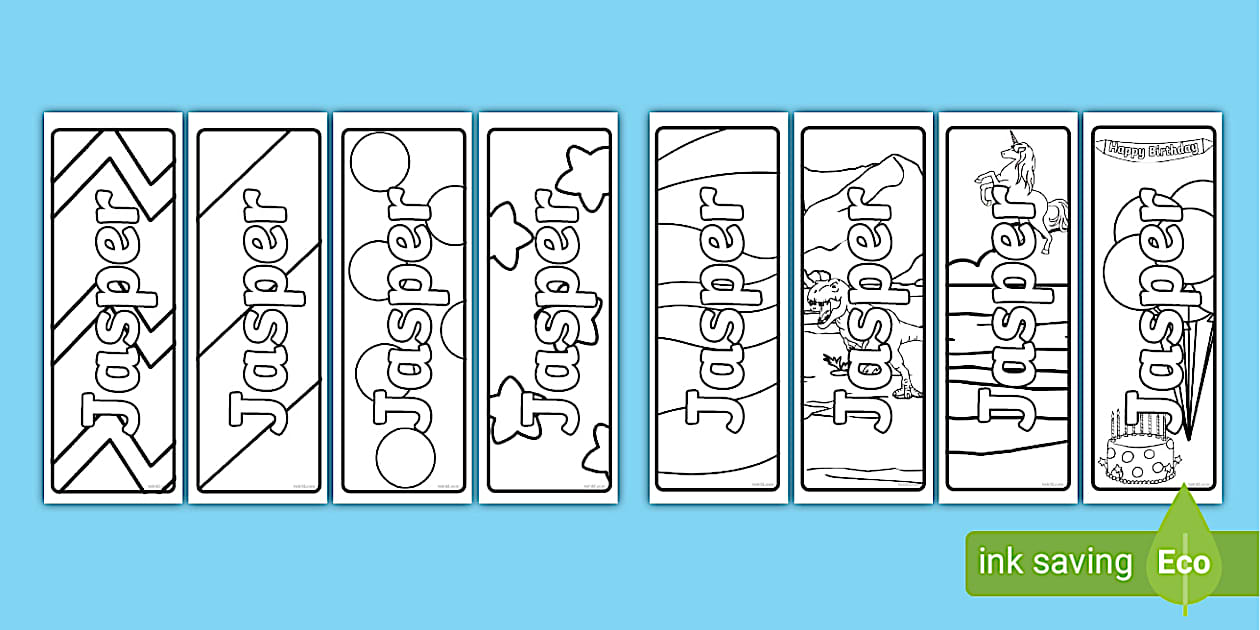 Jasper Name Simple Colouring Bookmarks | Twinkl KS1 Reading