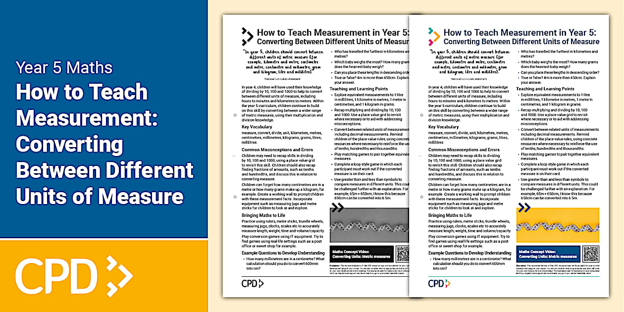 How to Teach Measurement in Year 5: Converting Between Different Units of