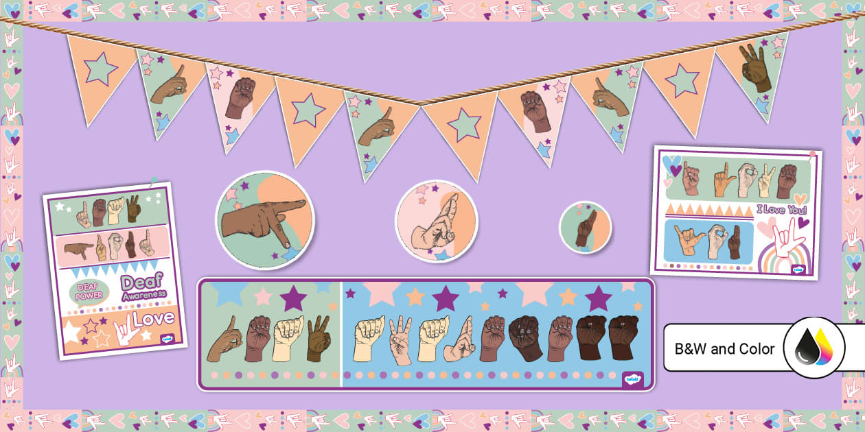 ASL Deaf Proud Bulletin Board Pack (Teacher-Made) - Twinkl