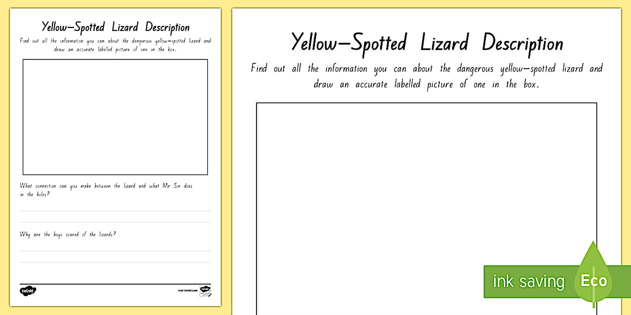 Yellow Spotted Lizard Worksheet / Worksheet (teacher made)
