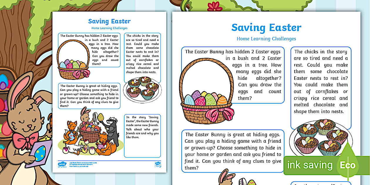 Saving Easter Home Learning Challenges Nursery FS1 - Twinkl
