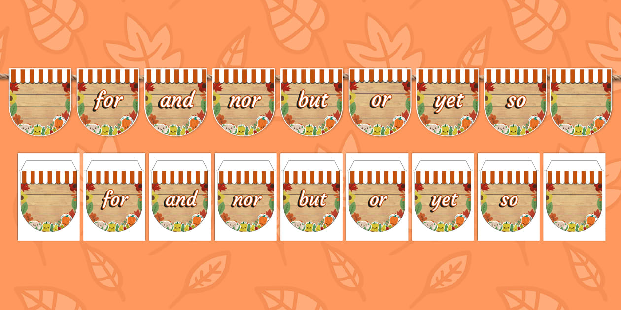 Autumn Market Themed Co-ordinating Conjunctions Display Bunting
