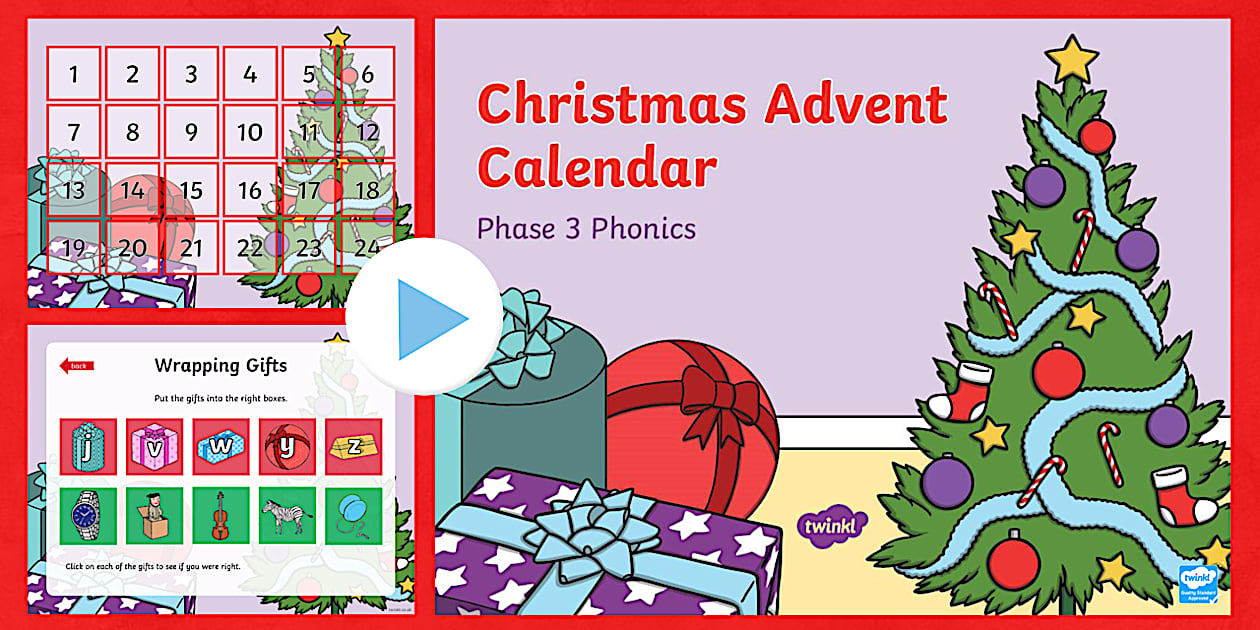Phase 3 Christmas Phonics Advent Calendar PowerPoint
