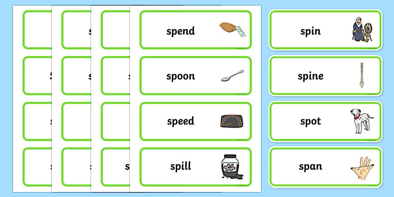 sp Words Phonics Cards | Twinkl Learning Resources - Twinkl