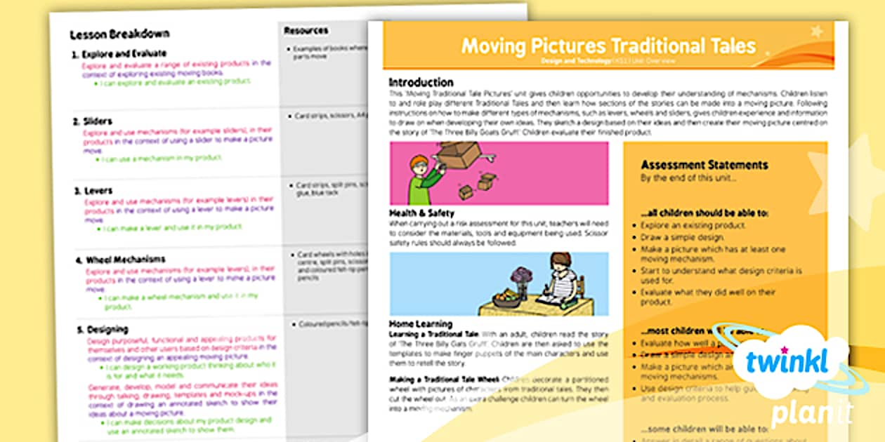D&T: Moving Pictures: Traditional Tales KS1 Planning Overview