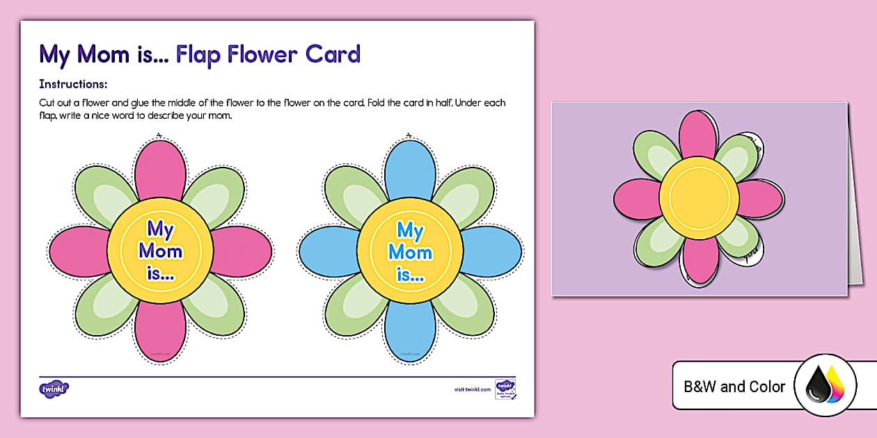 Editable Mother's Day Card Flip the Flaps Flower Petal Craft