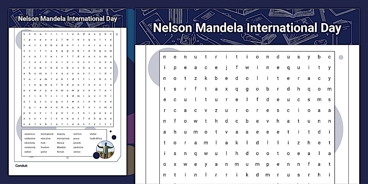 Nelson Mandela International Day Word Search (Teacher-Made)