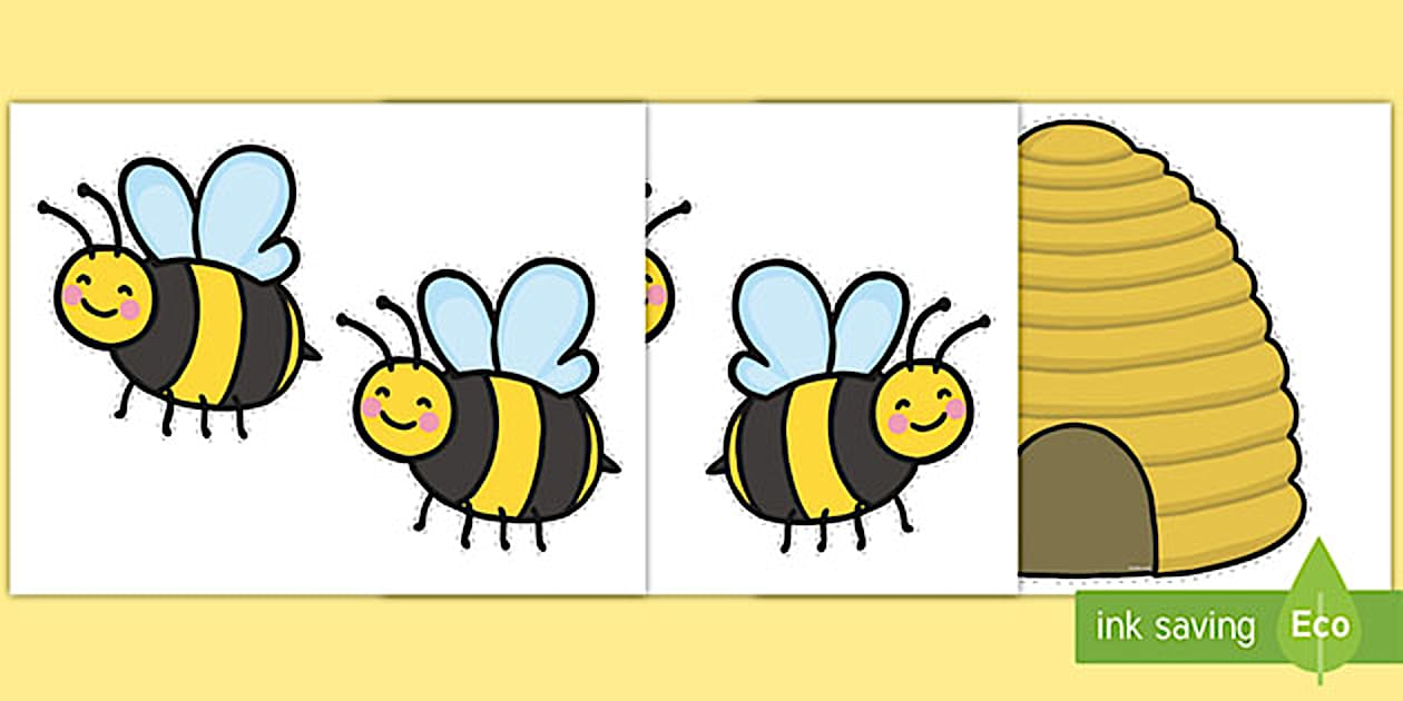 Editable Busy Bee and Beehive Cut Outs (teacher made)