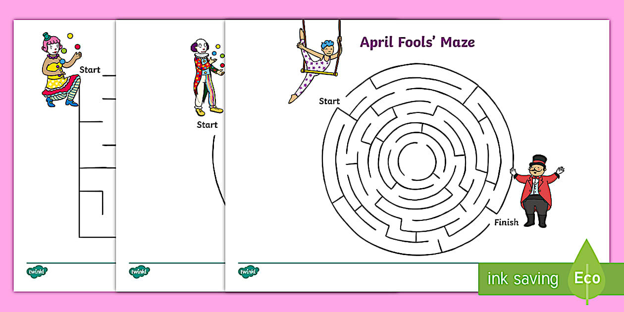Black and White April Fools' Day (Joke) Maze Activity