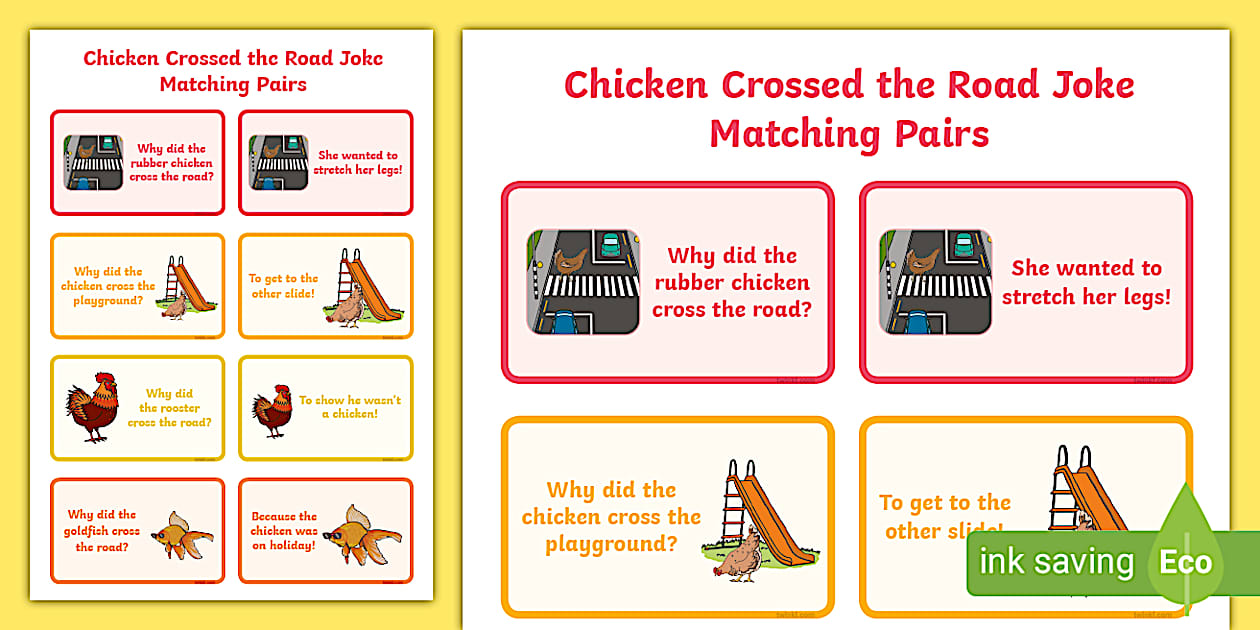 Chicken Crossed the Road Joke Matching Pairs (teacher made)