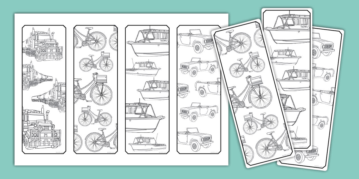 Transport Colouring Bookmarks (Teacher-Made) - Twinkl