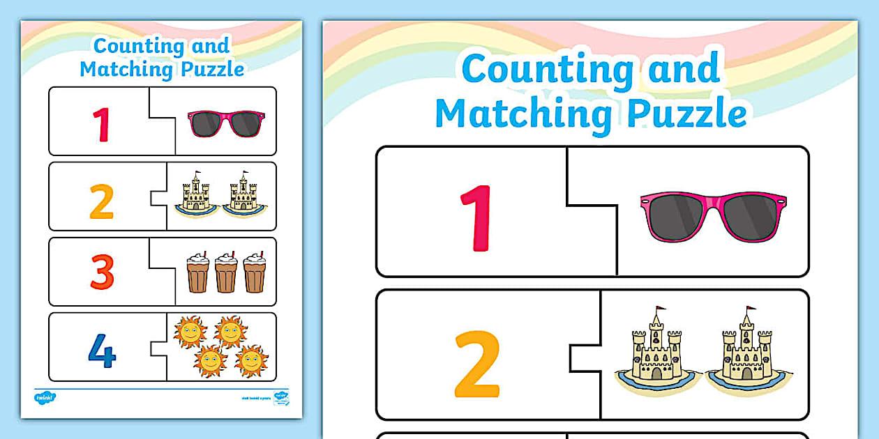 Summer Themed Counting Matching Puzzle (teacher made)