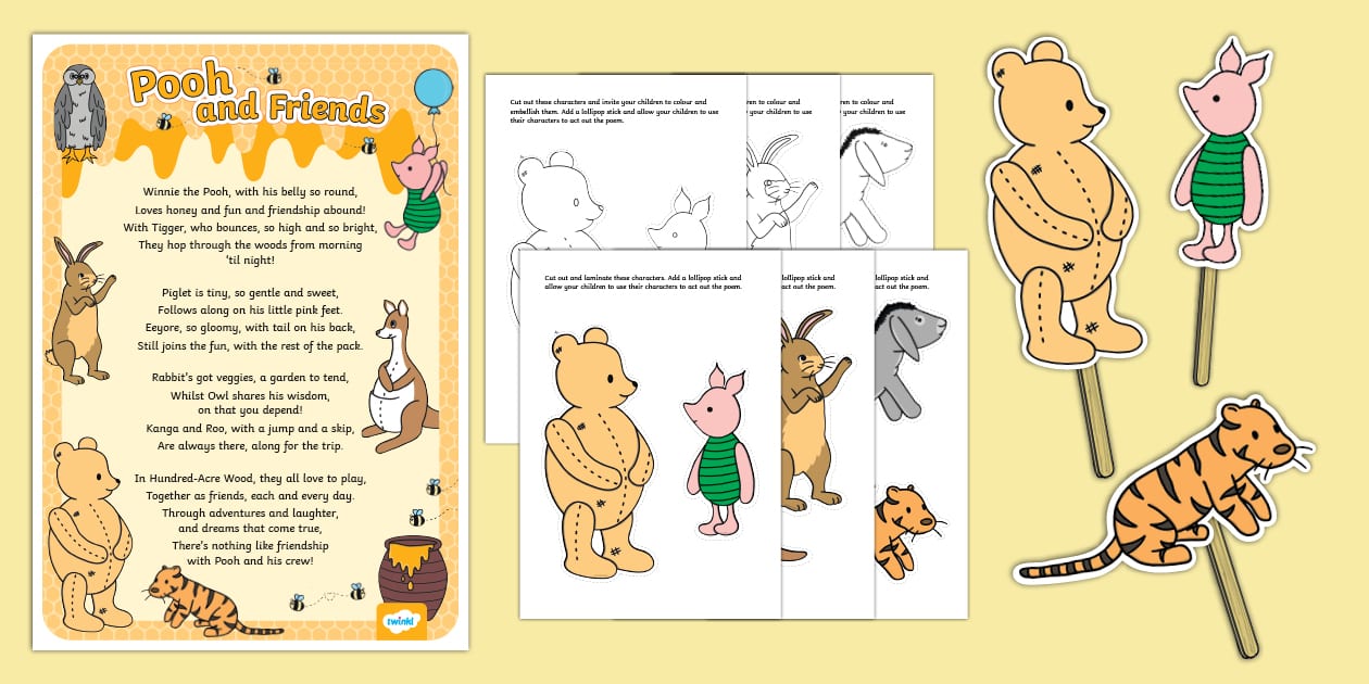 Winnie-the-Pooh Poem and Stick Puppets (teacher made)