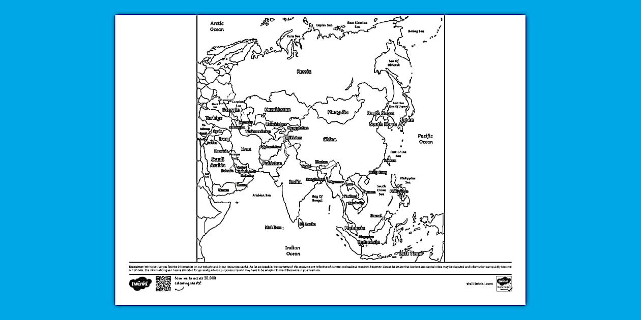 Asia Colouring Sheet | Colouring Pages - Twinkl