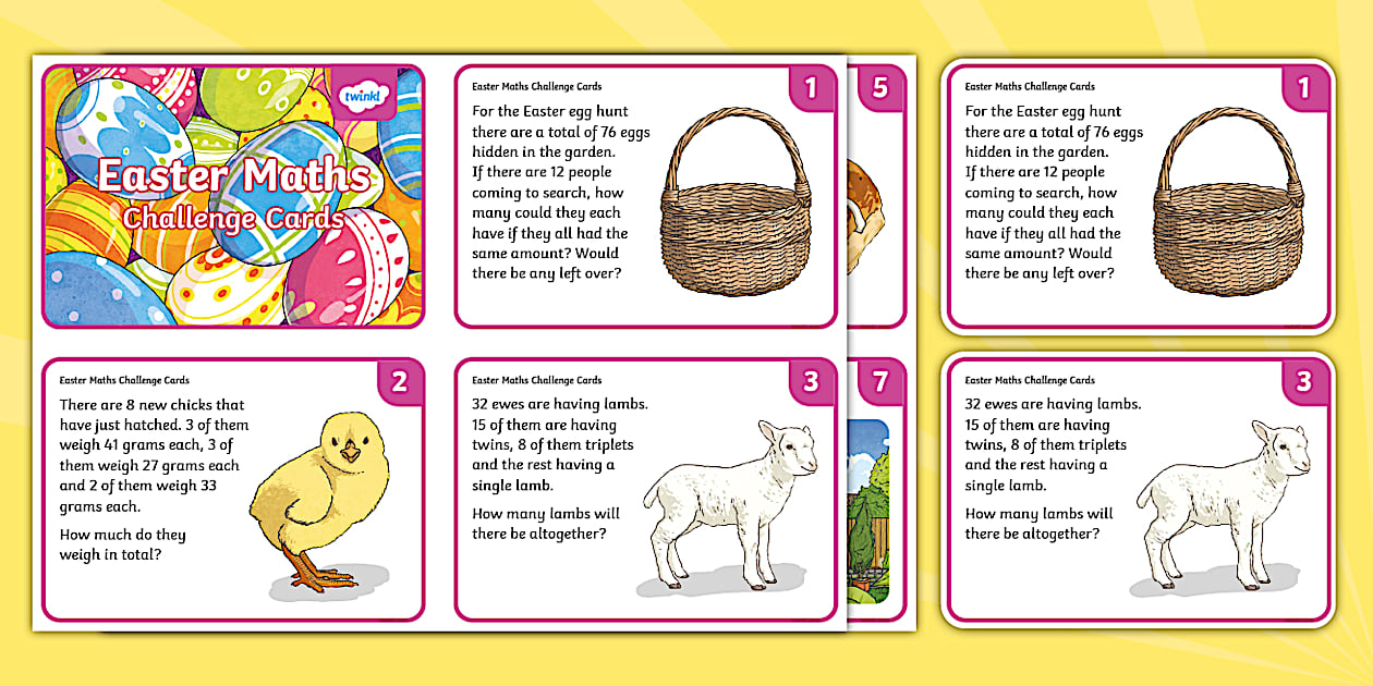 Easter Maths Challenge Cards (teacher made) - Twinkl