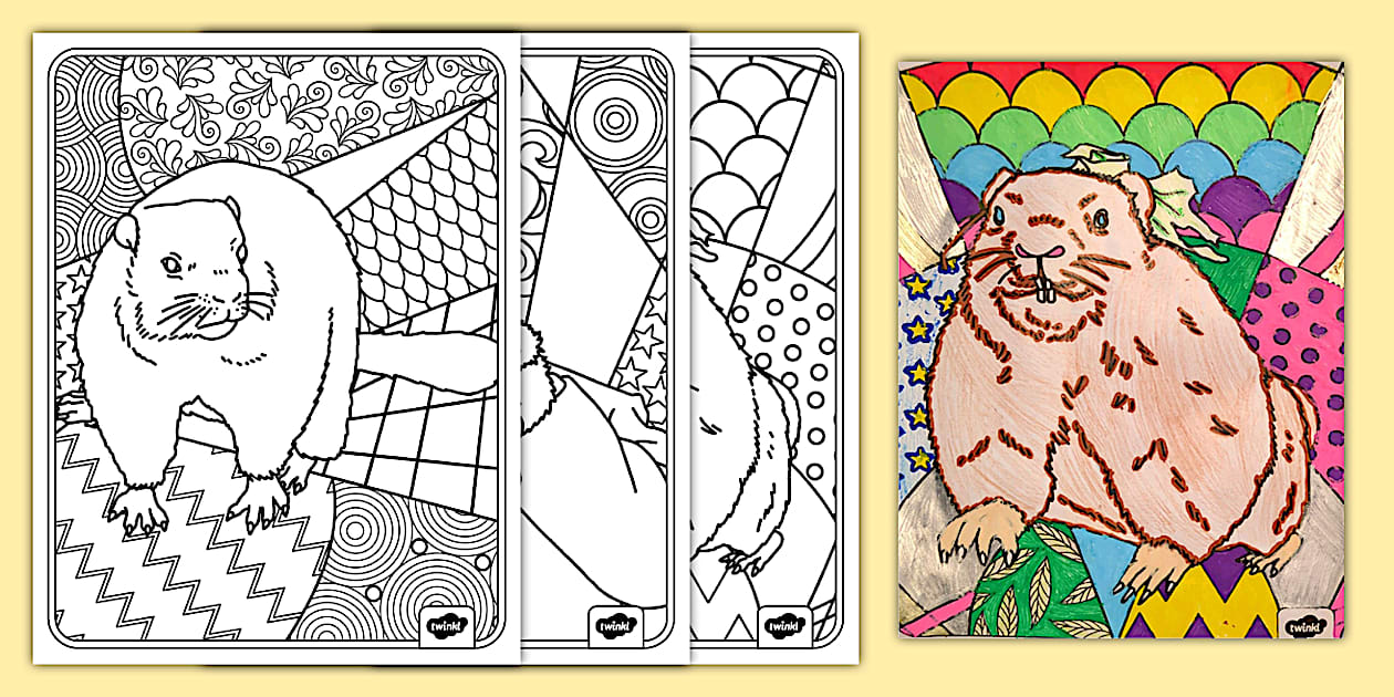 Groundhog Day Pop Art Worksheet (teacher made) - Twinkl