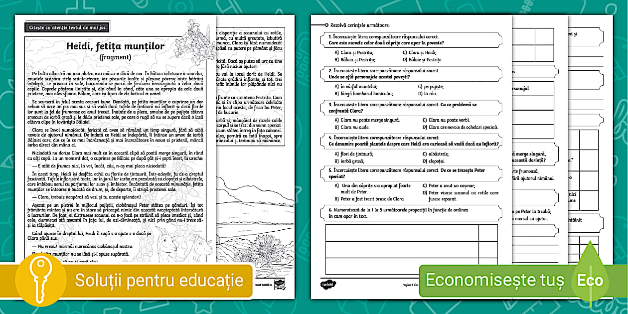 Clasa 4 Pregătire EN LLR - Fișe de exersare pentru aprilie