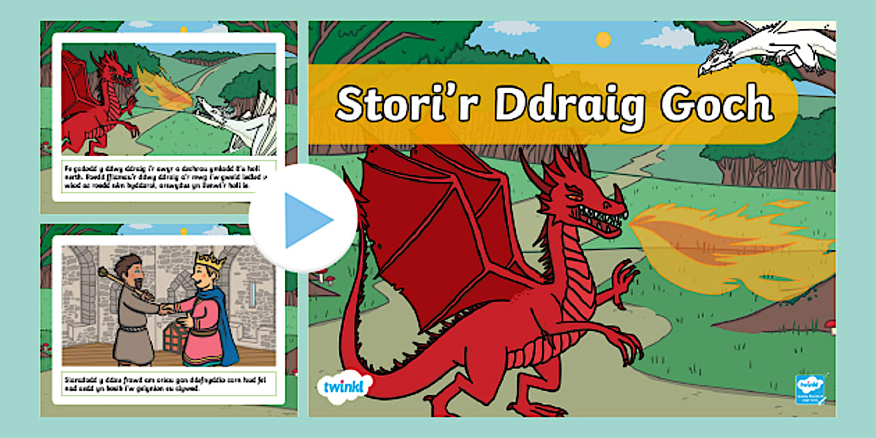 Pŵerbwynt Stori'r Ddraig Goch - Cymraeg - CC1 - Twinkl