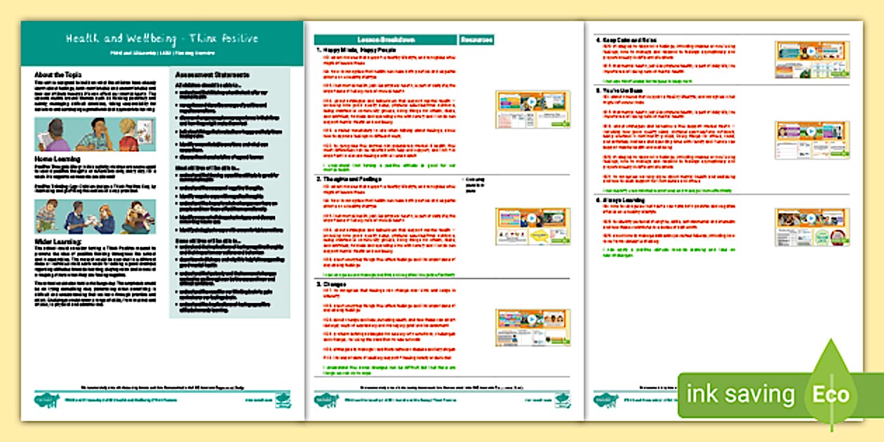 PSHE: LKS2 Think Positive - Planning Overview (teacher made)