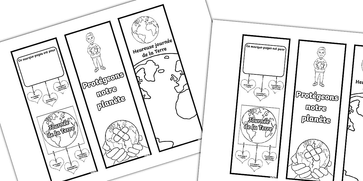Marque-pages à colorier pour la journée de la Terre