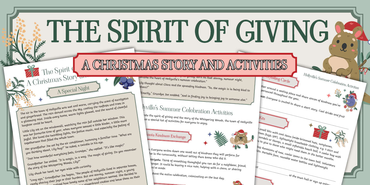 The Spirit of Giving: A Christmas Story and Activities