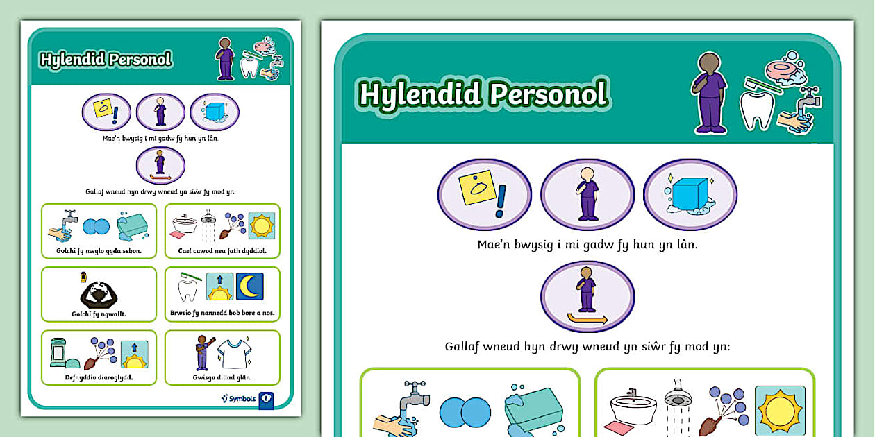 Symbolau Twinkl: Poster Arddangos Hylendid Personol - Twinkl