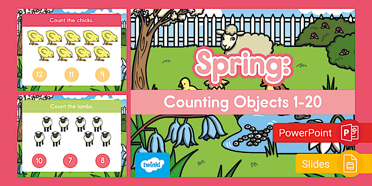Spring Counting Objects 1-20 PowerPoint & Google Slides