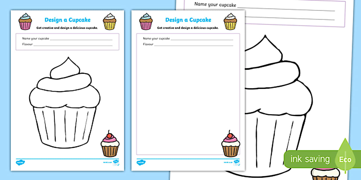 Father's Day Design a Cupcake Colouring Sheets - Twinkl