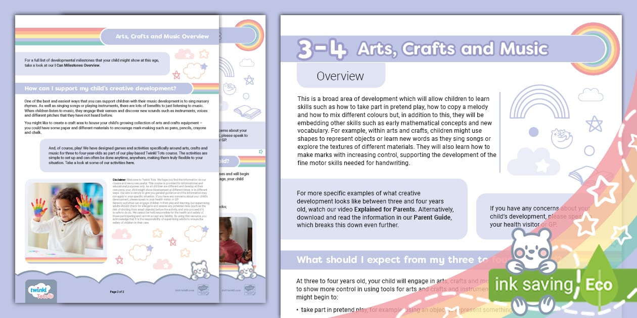 Twinkl Tots Age 3–4 Arts, Crafts and Music Overview