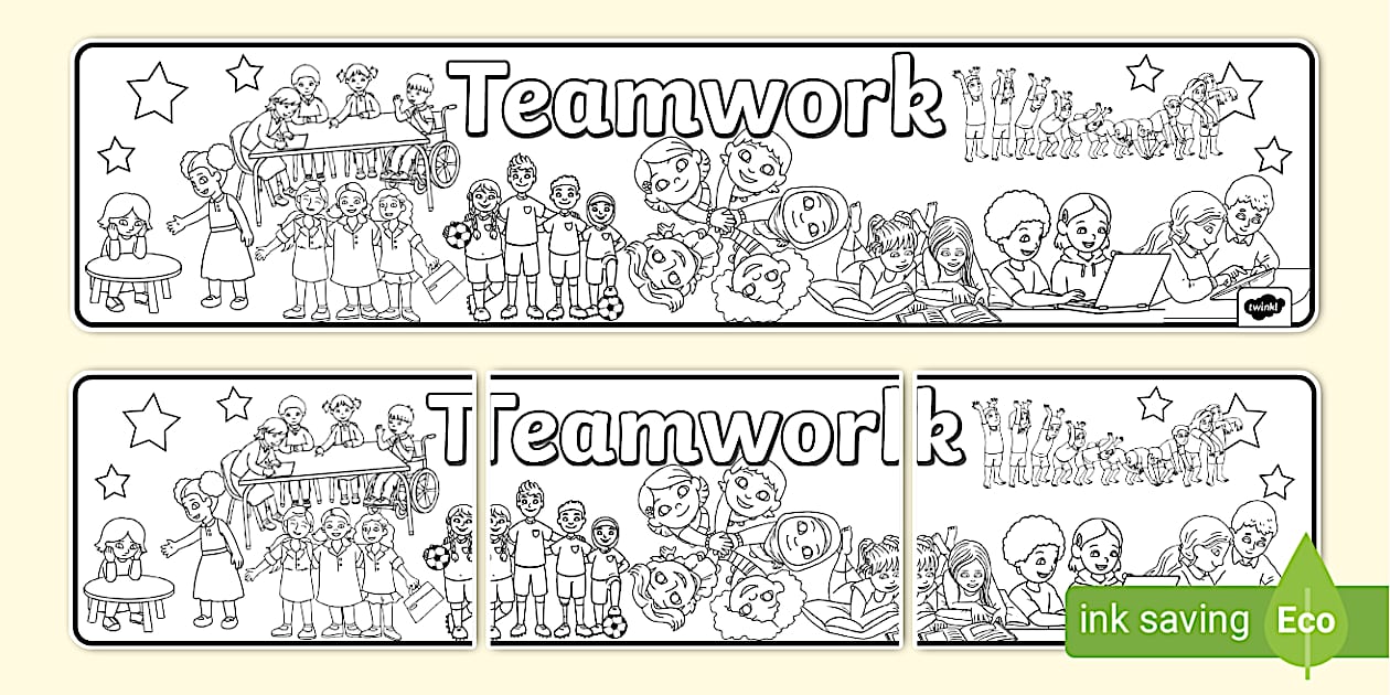 Teamwork Colouring Display Banner (teacher made) - Twinkl