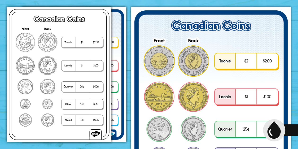 Canadian Coins Front and Back Display Poster (Teacher-Made)