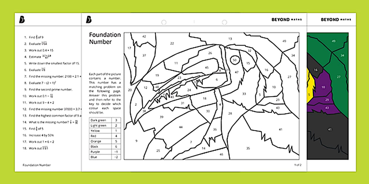 👉 Foundation Number Revision Colour by Number | KS4 Maths