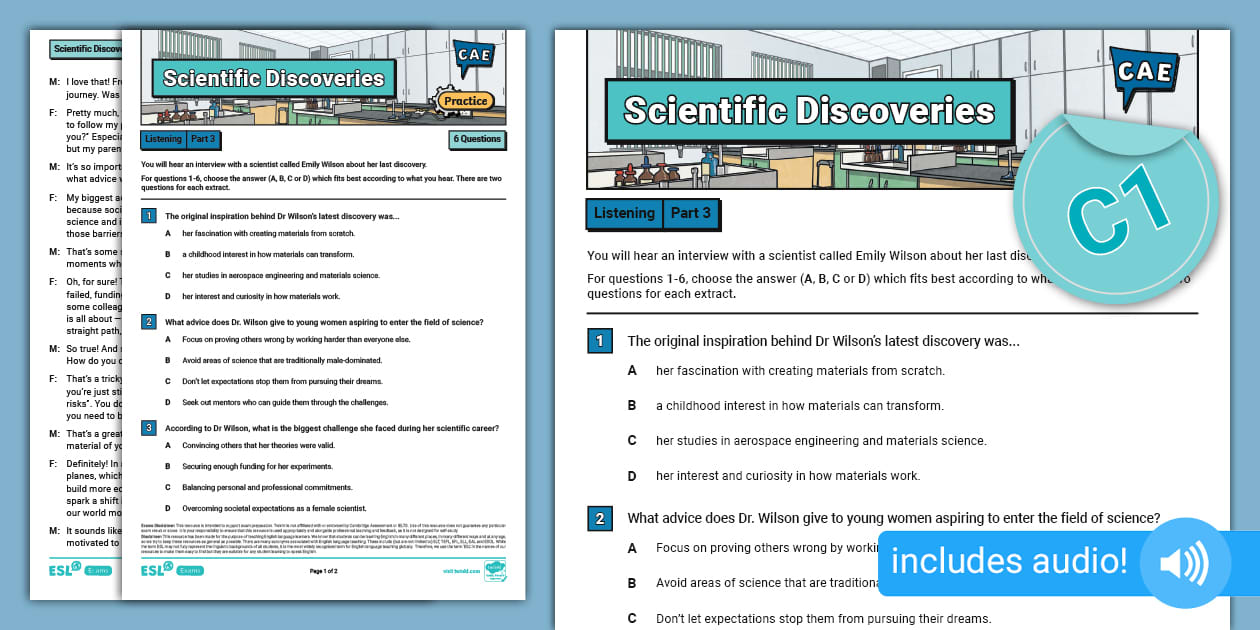 C1 Advanced (CAE) - Listening Part 3 Practice (teacher made)