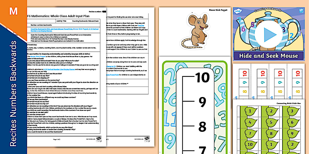 EYFS Count Backwards Hide-and-Seek Adult Input Plan and Pack