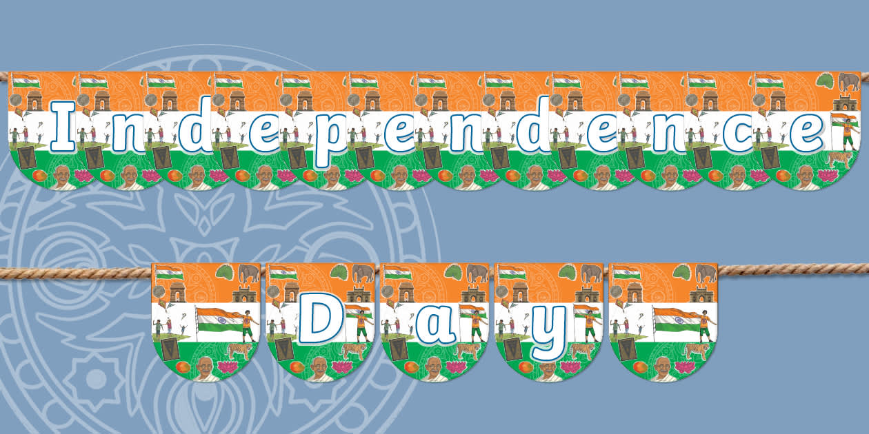 Independence Day of India Display Bunting (professor feito)