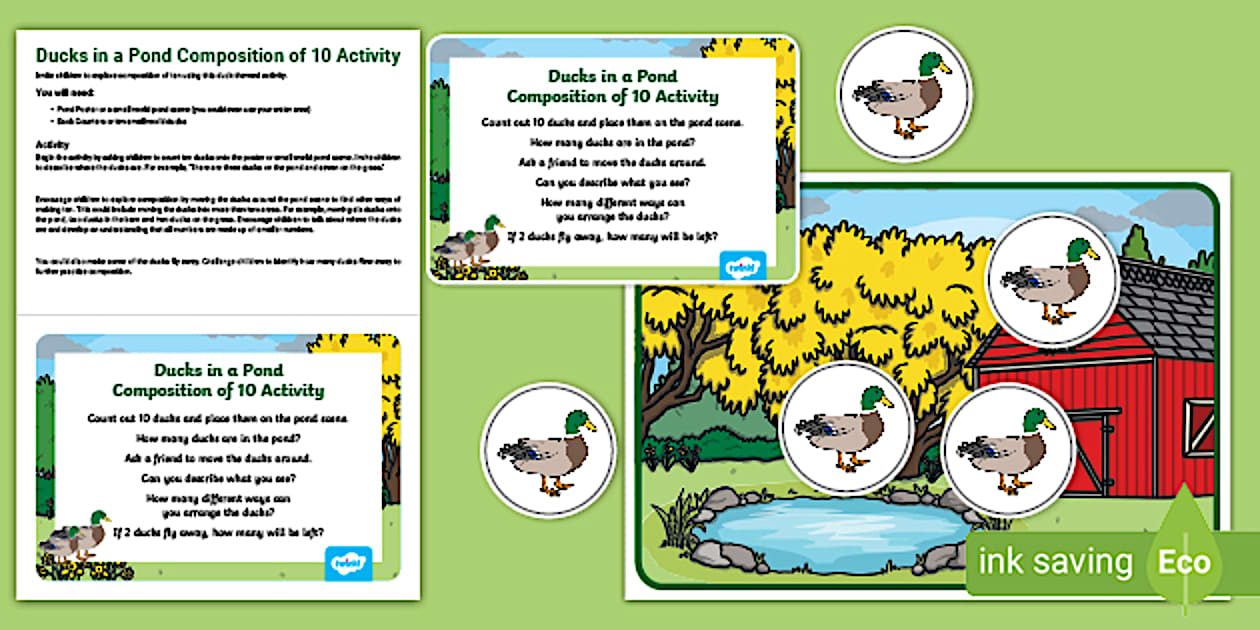 👉 Ducks in a Pond Composition of 10 Activity - Twinkl