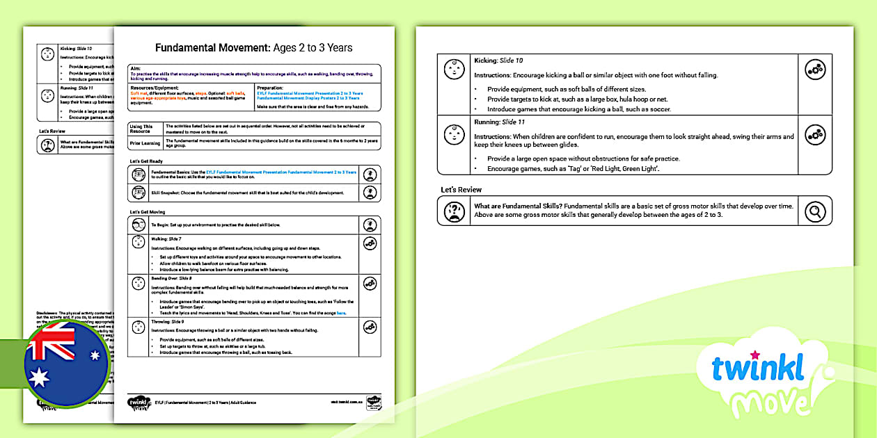 Fundamental Movement Adult Guidance 2 to 3 Years - Twinkl