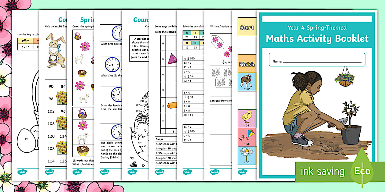 Editable Year 4 Spring-Themed Maths Activity Booklet