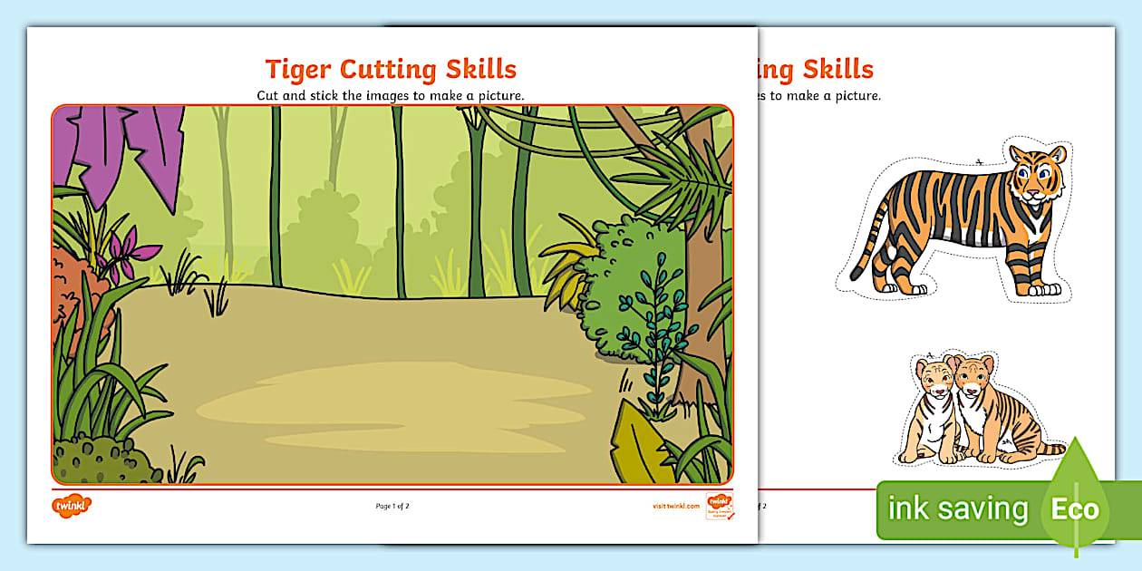 Tiger Cutting Skills Activity (teacher made) - Twinkl