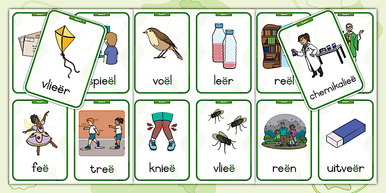 Graad 3 Klanke Woorde met deeltekens - Flitskaarte - Twinkl