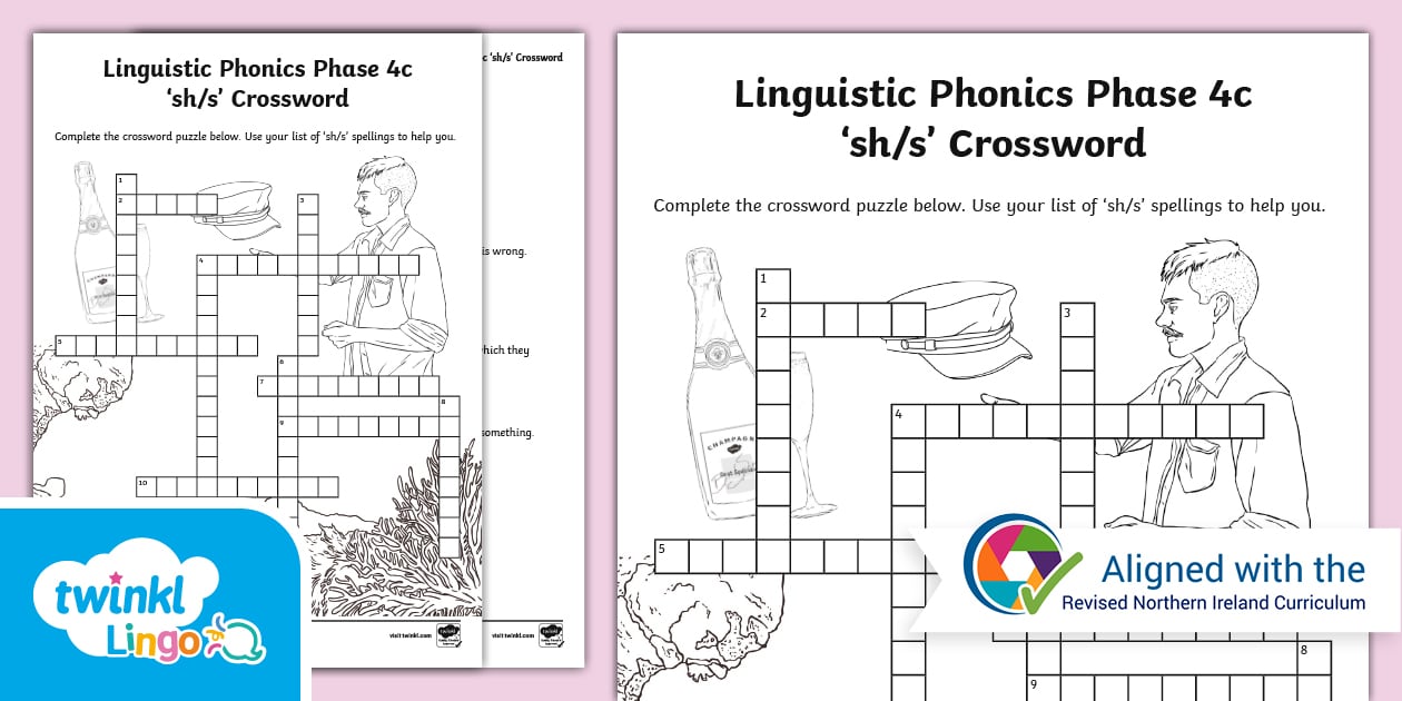 Linguistic Phonics Phase 4c 'sh/s' Crossword