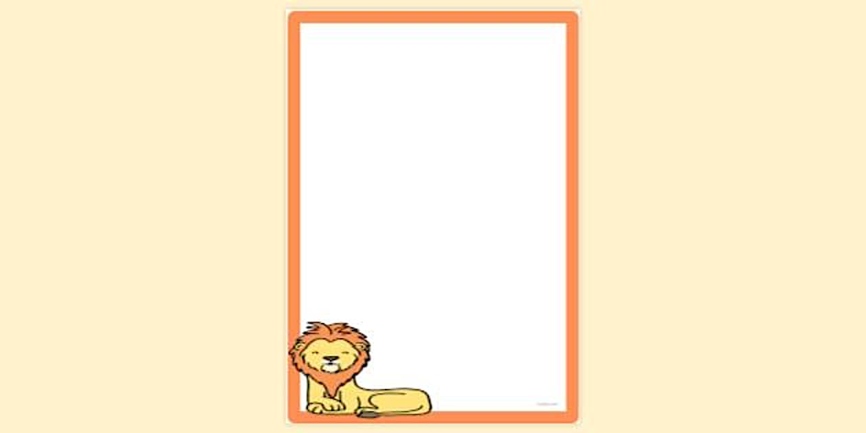 Sitting Lion Page Border - Primary Resources (Teacher-Made)