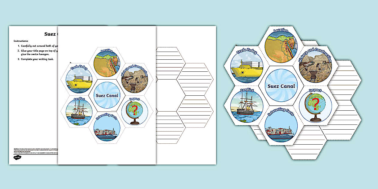 Suez Canal Hexagon Writing Template (teacher made) - Twinkl
