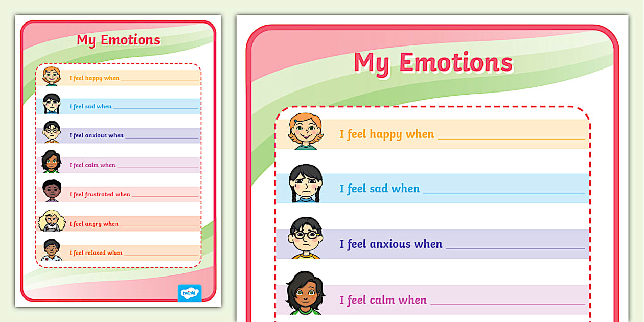 Describing Emotions Worksheet - Twinkl Primary Resources
