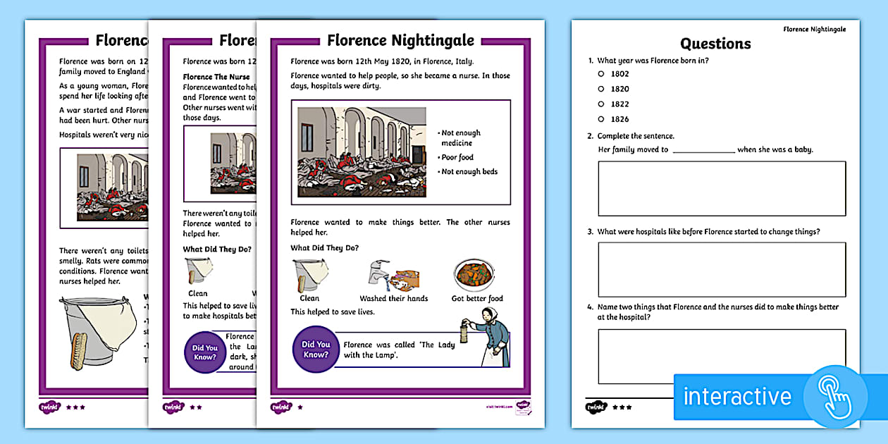 Florence Nightingale Differentiated Worksheet / Worksheets