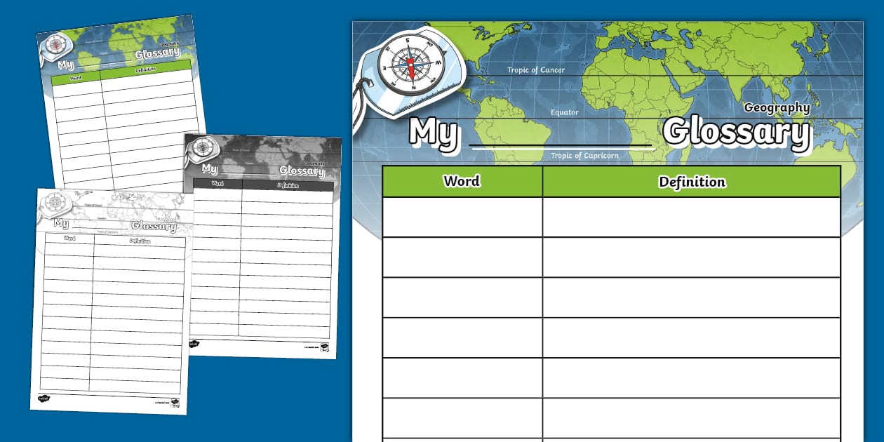 Geography Topic Glossary Writing Template (teacher made)